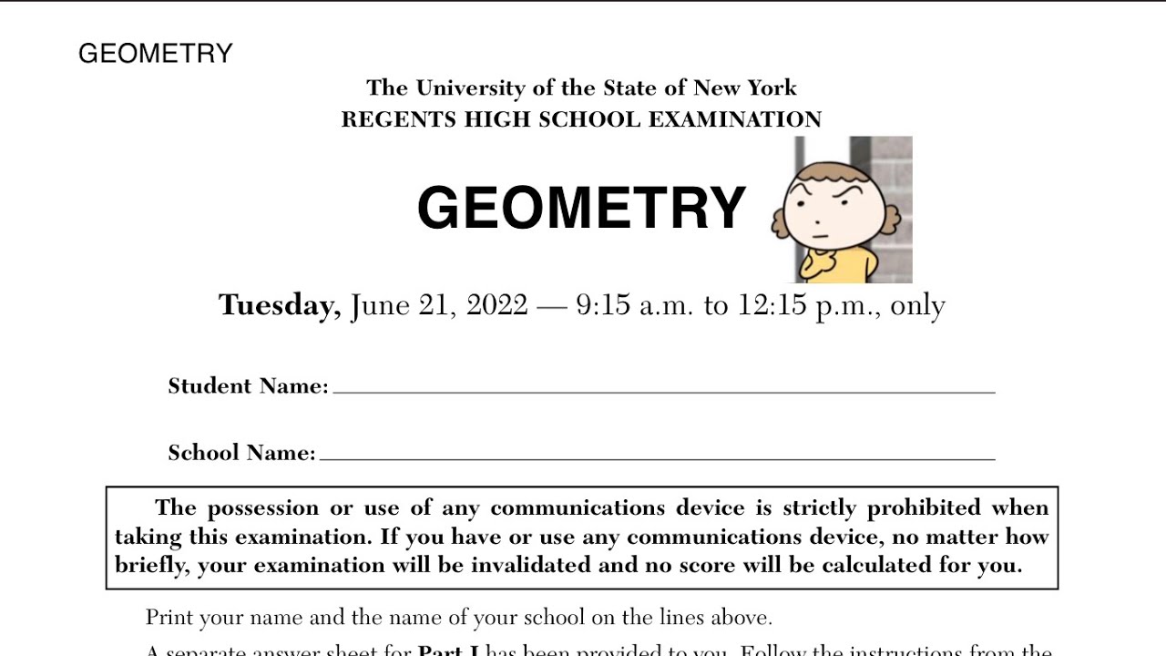 June 2022 Geometry Regents Review Part 1 (Multiple Choice Questions 1 ...
