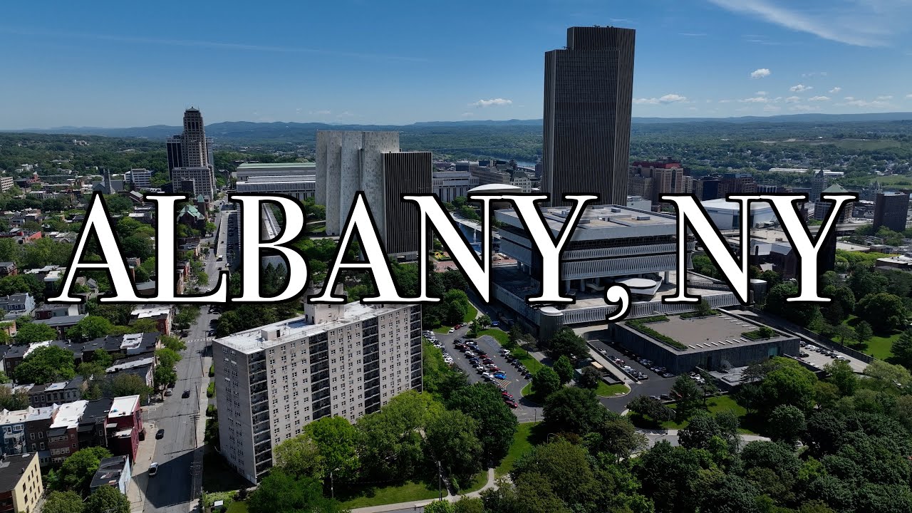 Big Screen Views! Albany NY Skyline {4k} filmed from 3 sides of the ...