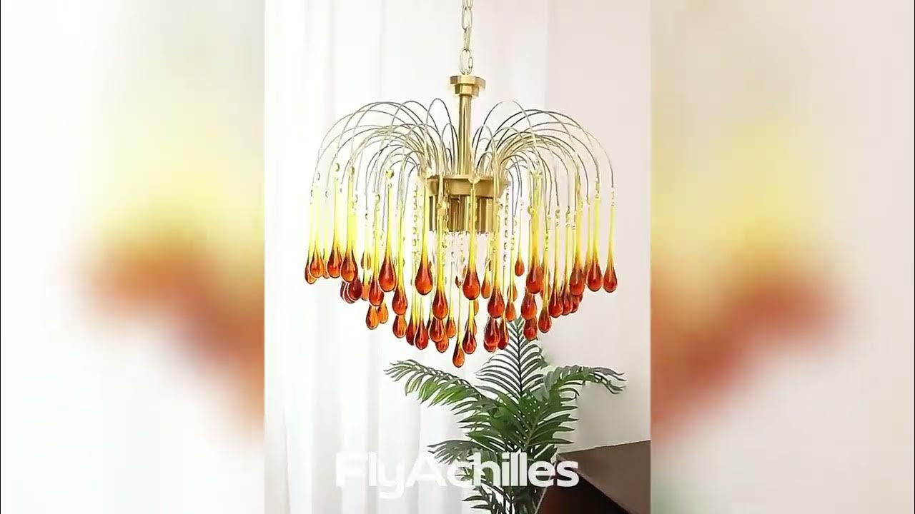 Retro Gold Linear Teardrop Crystal Chandeliers - YouTube