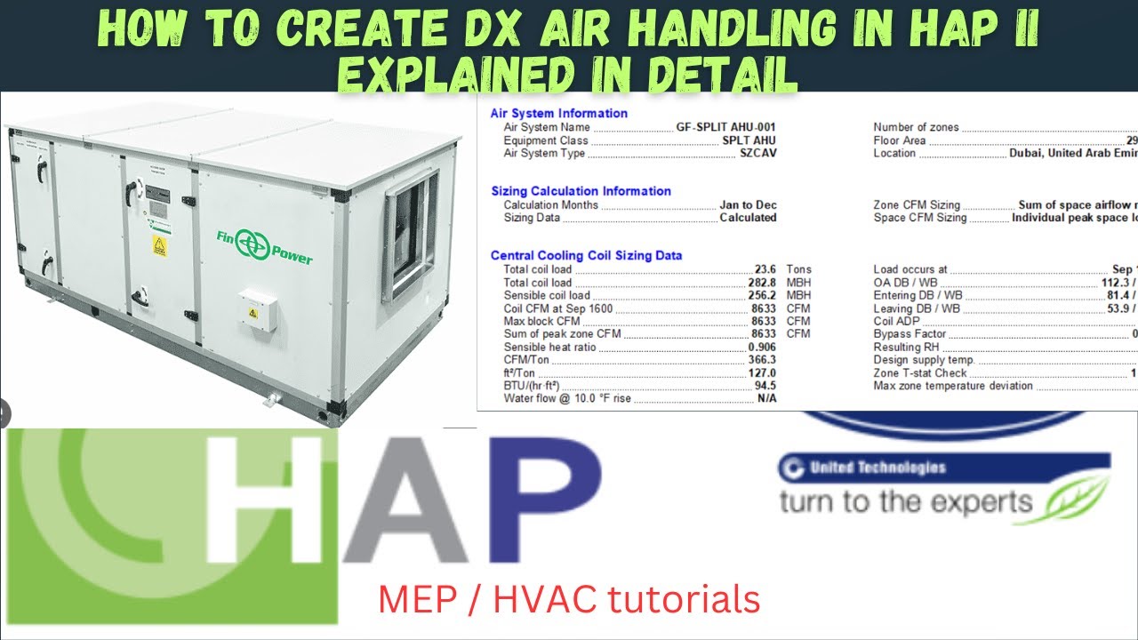 DX AIR HANDLING UNIT IN HAP II AHU VAV SYSTEM IN HAP II HOW TO CREATE CAV SYSTEM IN HAP II - YouTube