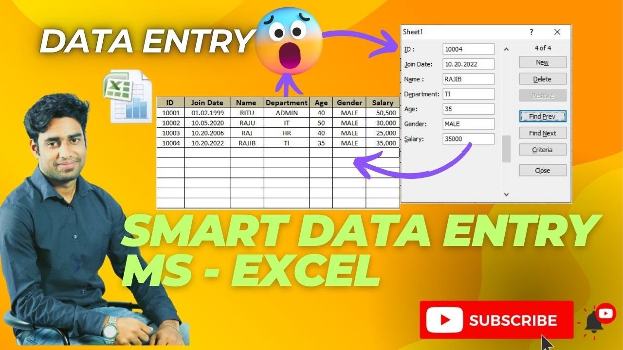 Smart Data Entry Microsoft Excel / Data Entry - YouTube