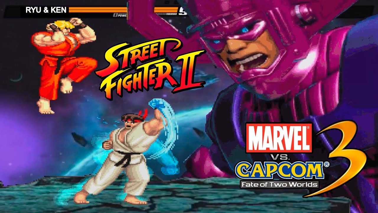 RYU & KEN (SFII) VS GALACTUS 3D (MVC3) - BOSS FIGHT! - YouTube