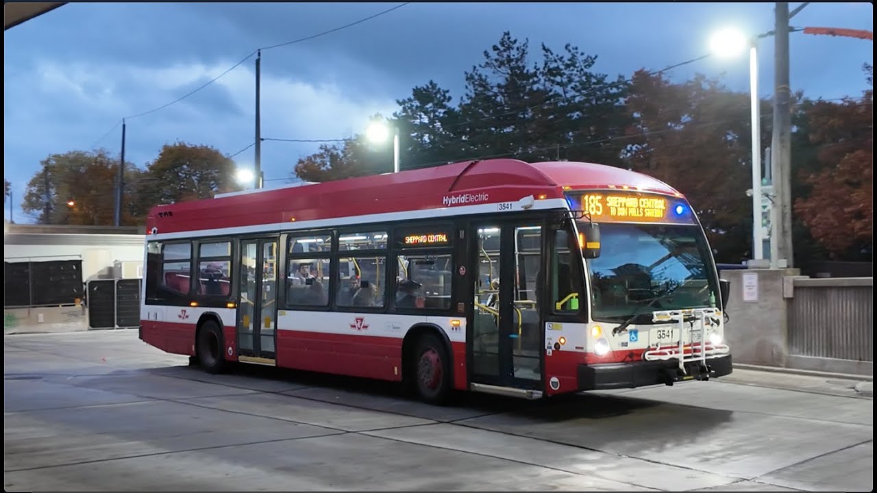 TTC 185 Sheppard Central Bus Ride #3541 from Sheppard-Yonge Stn to Don ...