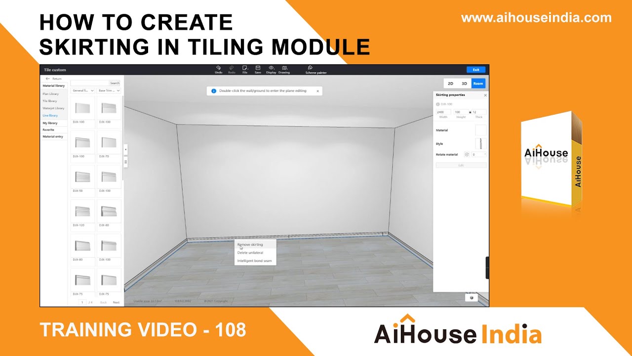 How to create skirting in tiling module | Training Video 108 | AiHouse India - YouTube