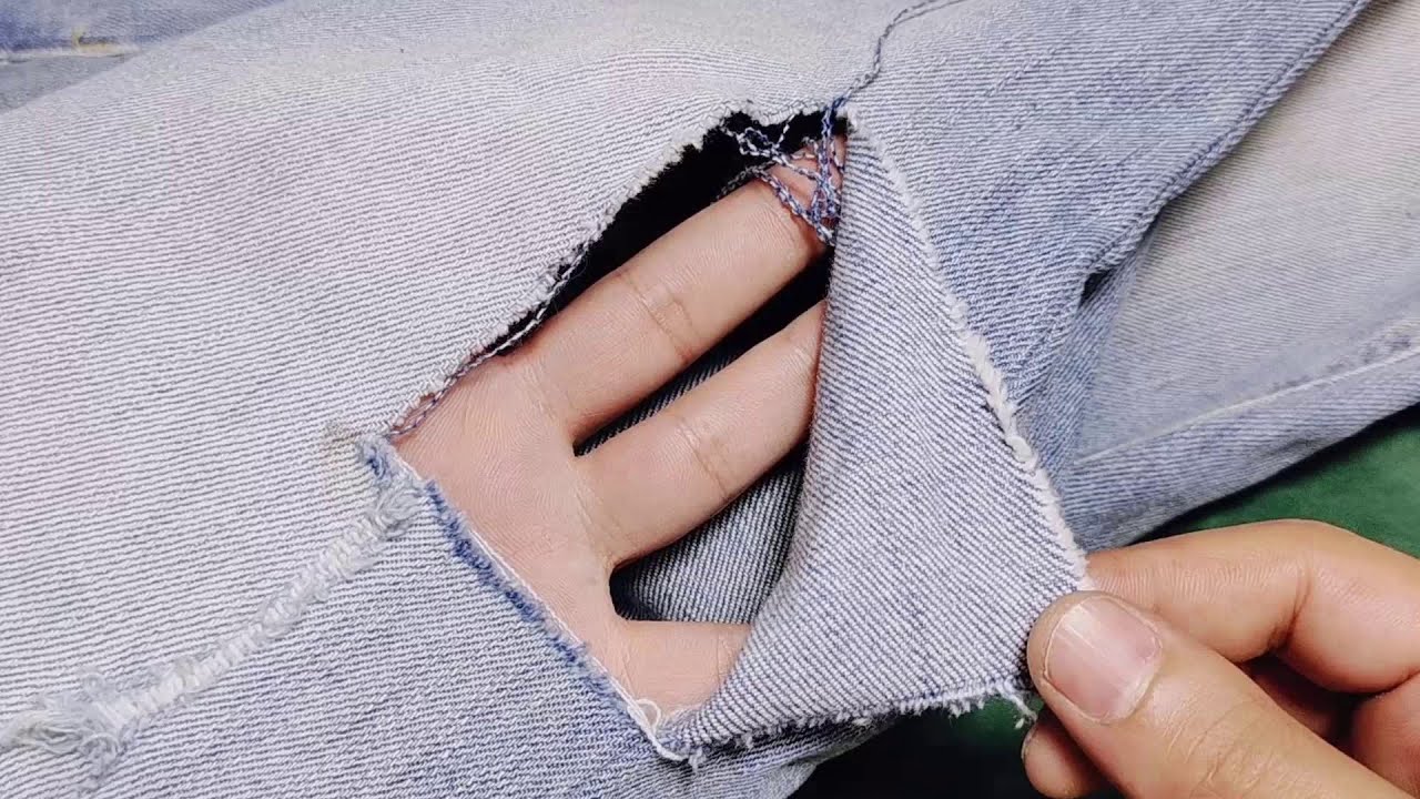 Just using a needle and thread you can repair jeans in this simple and ...