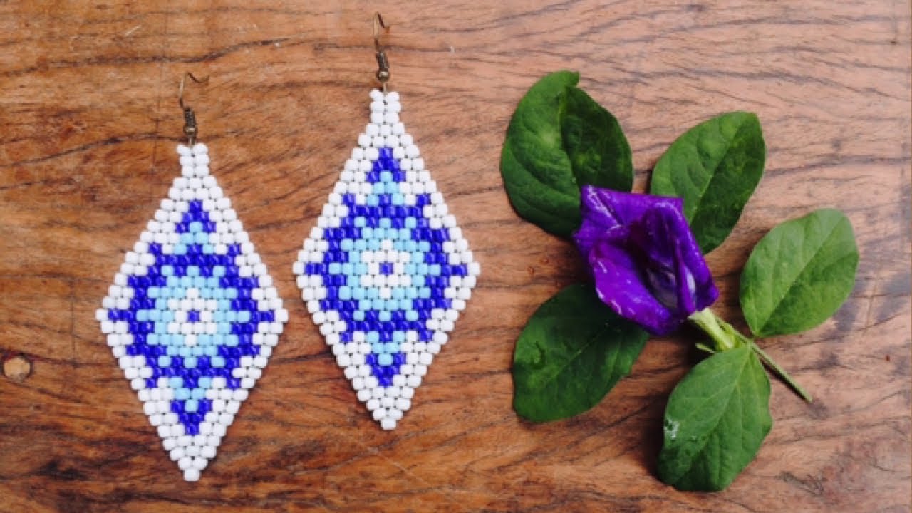 Brick Stitch Diamond Beaded Earrings | DIY Jewelry Making Tutorial ...