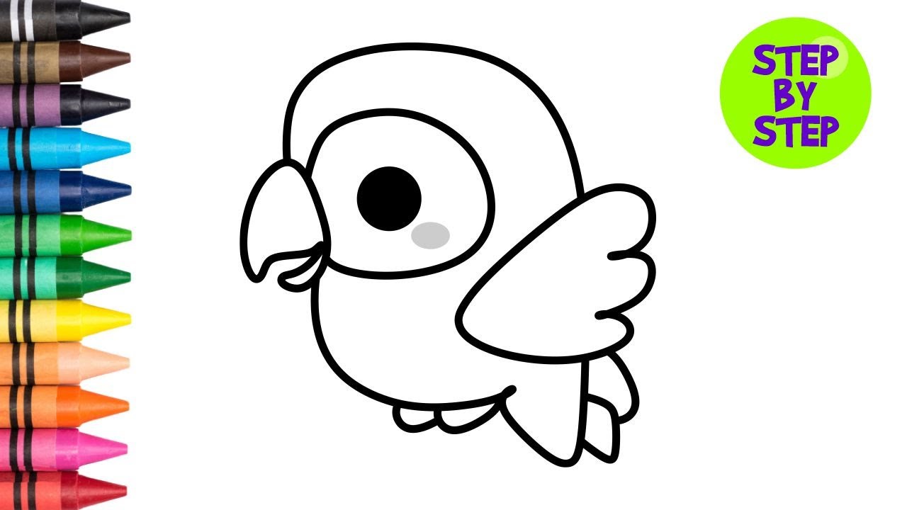 How to draw a pink parrot kawaii easy - YouTube