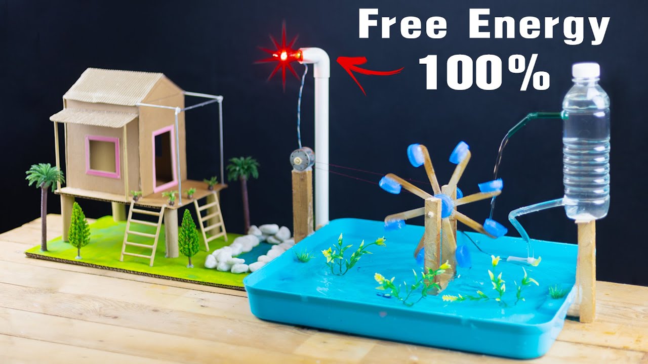 DIY Free Energy Using Water Wheel Without Electricity - School Project ...