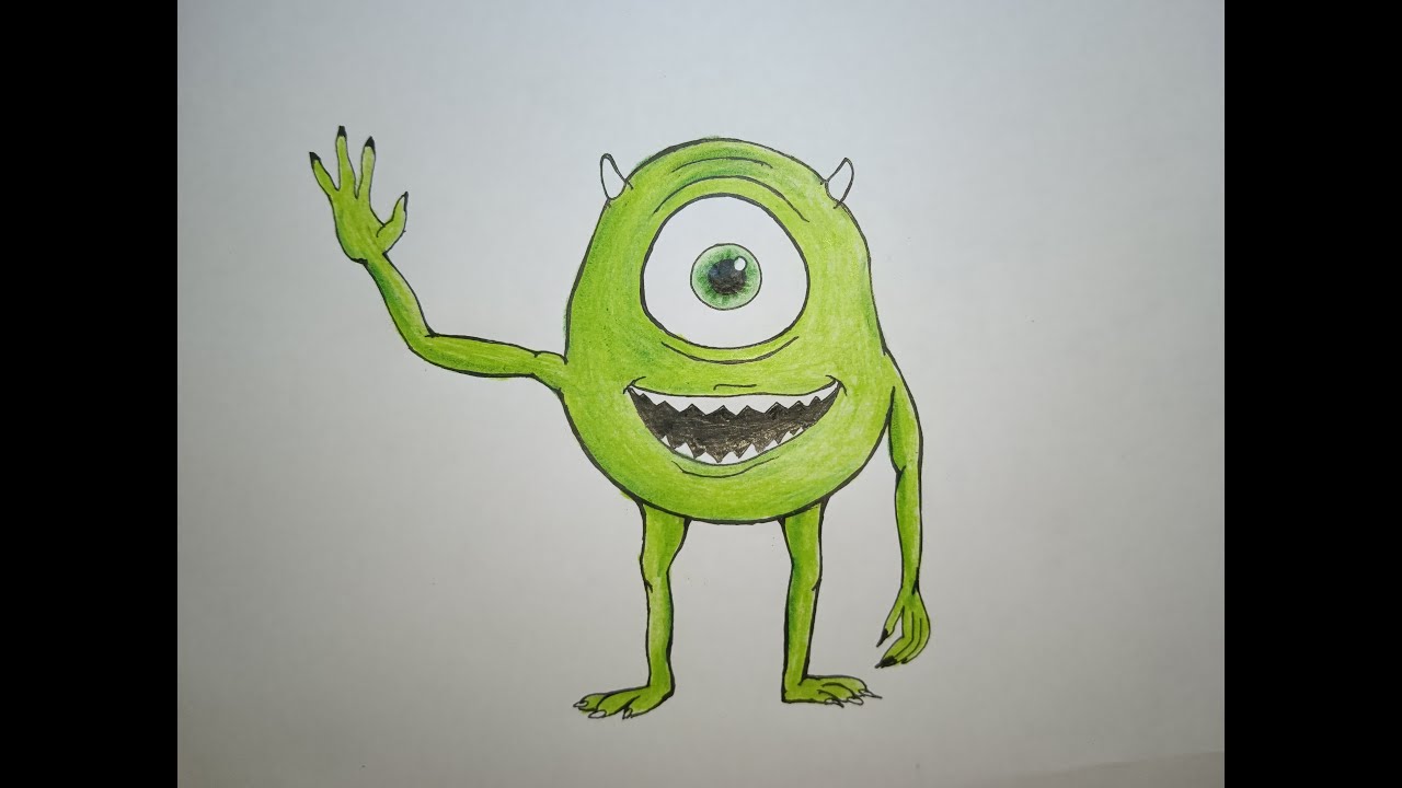 How To Draw Mike Wazowski From Monster inc - YouTube