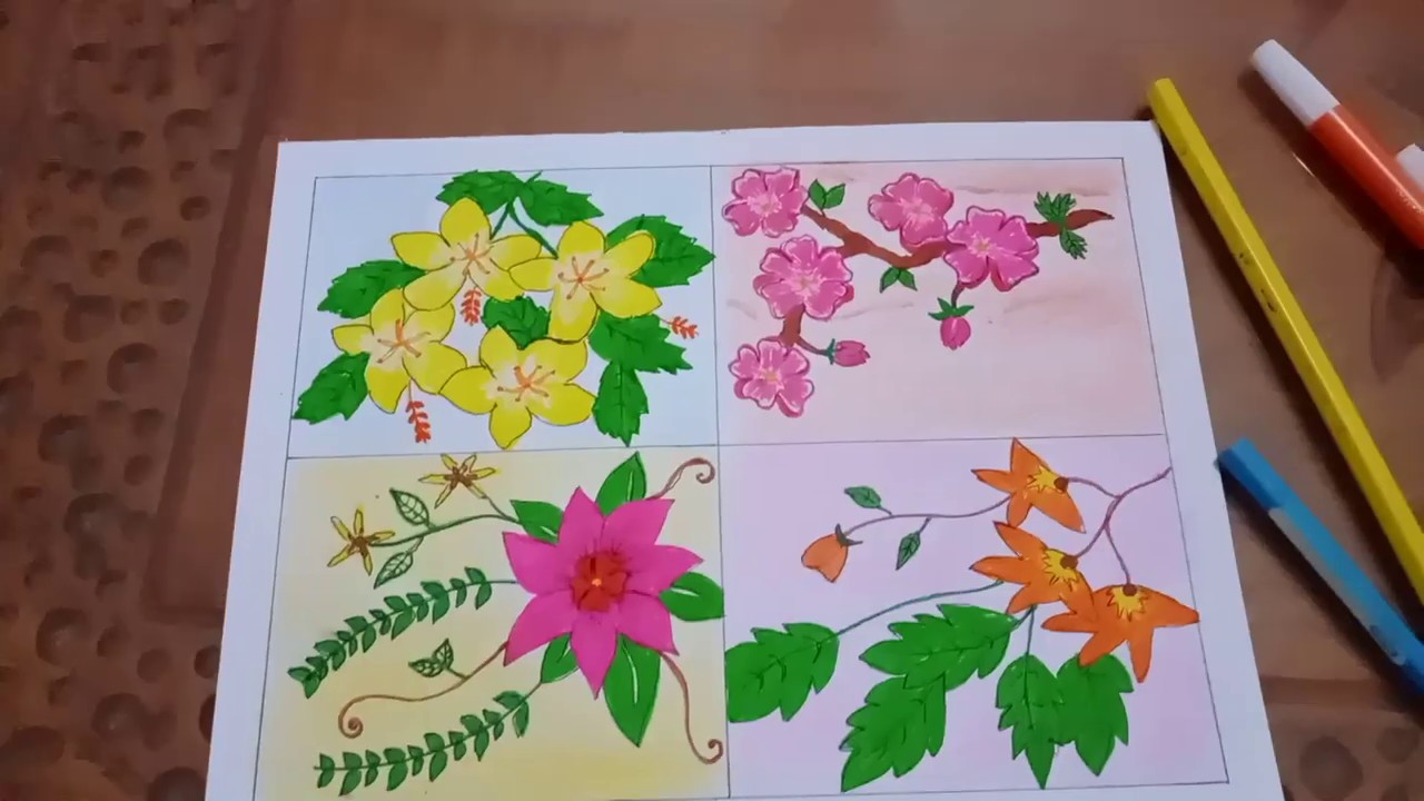 Menggambar motif bunga /(draw flowers) - YouTube