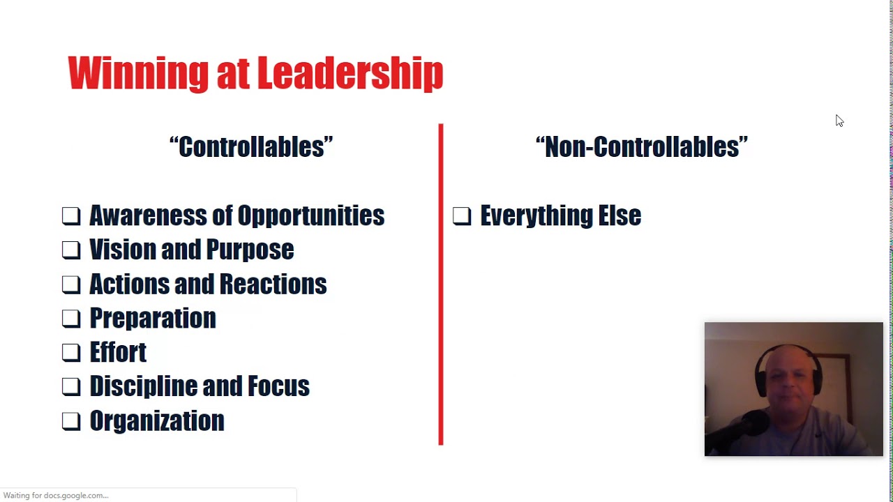 Controlling the Controllable - Winning Leadership - YouTube