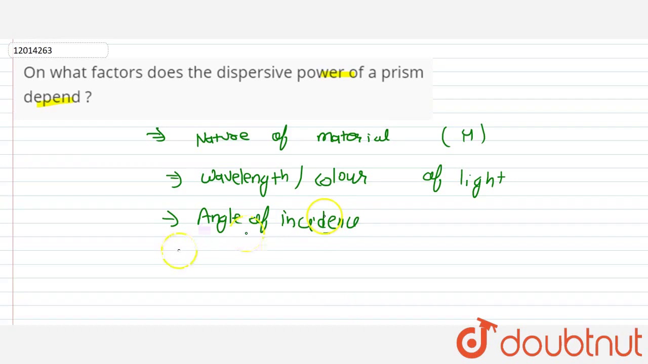 On what factors does the dispersive power of a prism depend ? - YouTube