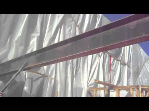 Soda Blasting on Fire Damage Steel Beams - YouTube