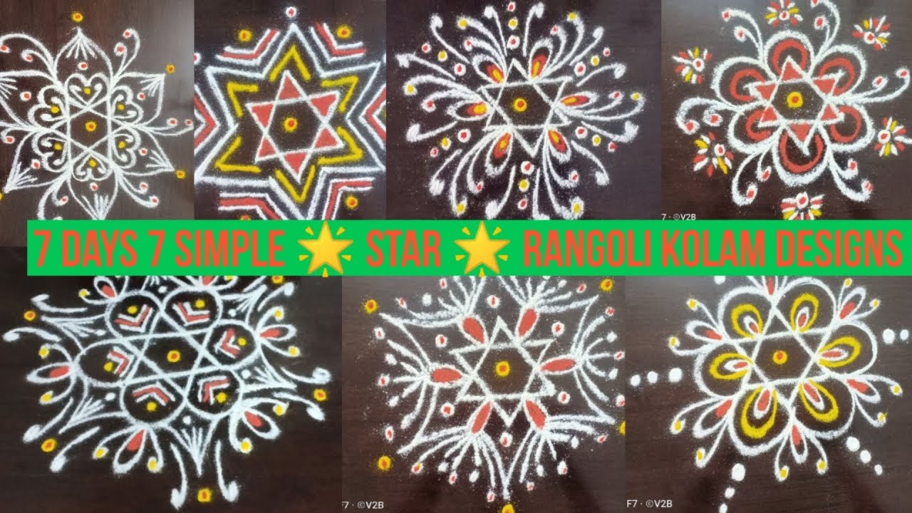 7 days 7 simple star rangoli kolam designs - YouTube