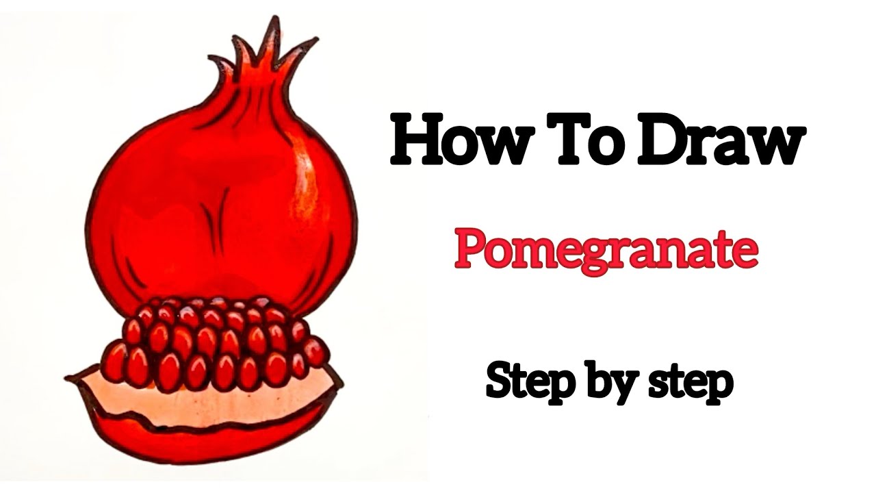 How To Draw Pomegranate | Easy Pomegranate Drawing | Step By Step ...