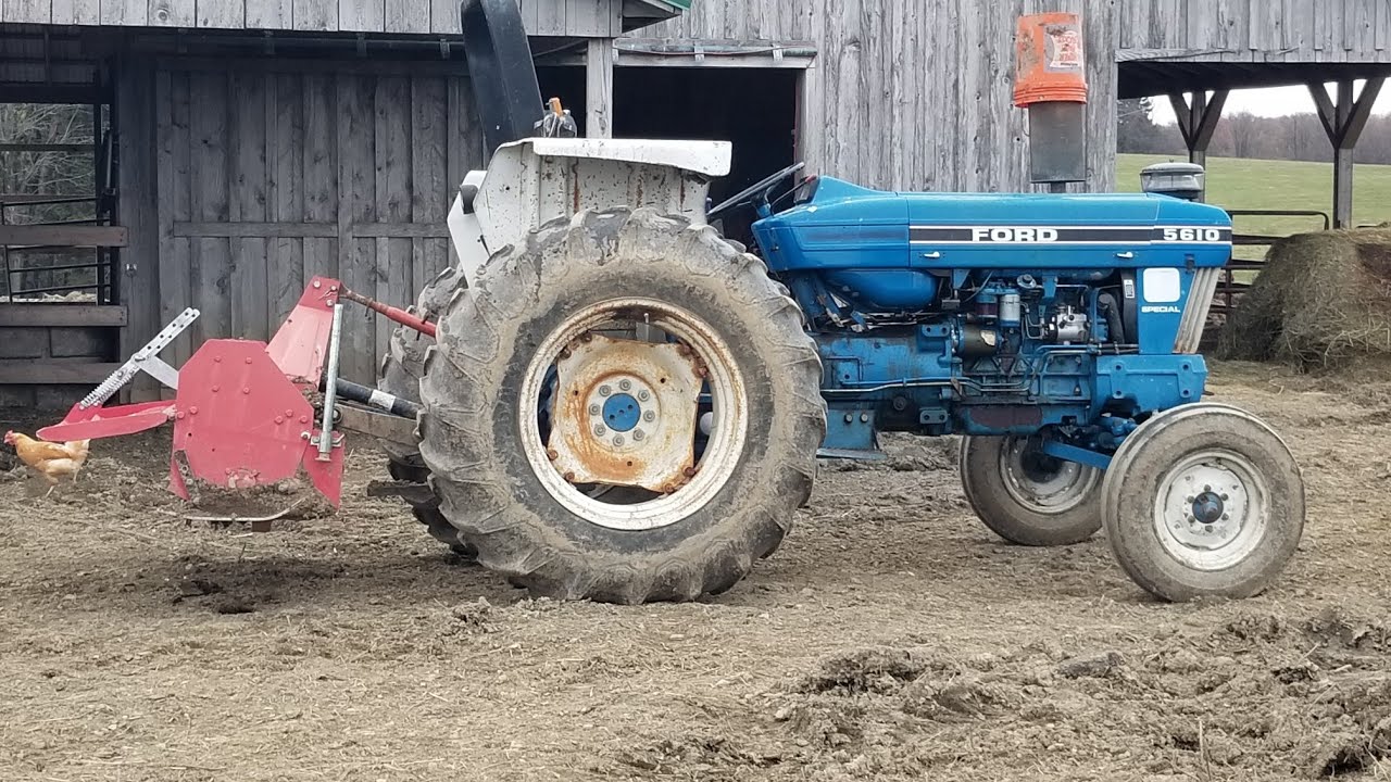 Rototilling withe the ford 5610 and bushog 7ft rototiller - YouTube