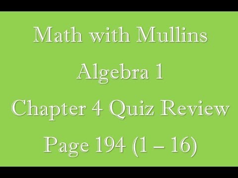 Algebra 1 Chapter 4 Quiz Review - YouTube