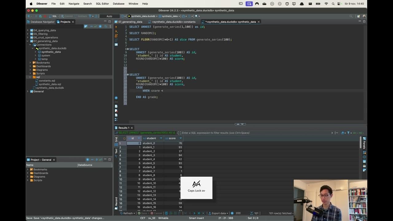Generating synthetic data using DuckDB SQL (coding) - YouTube