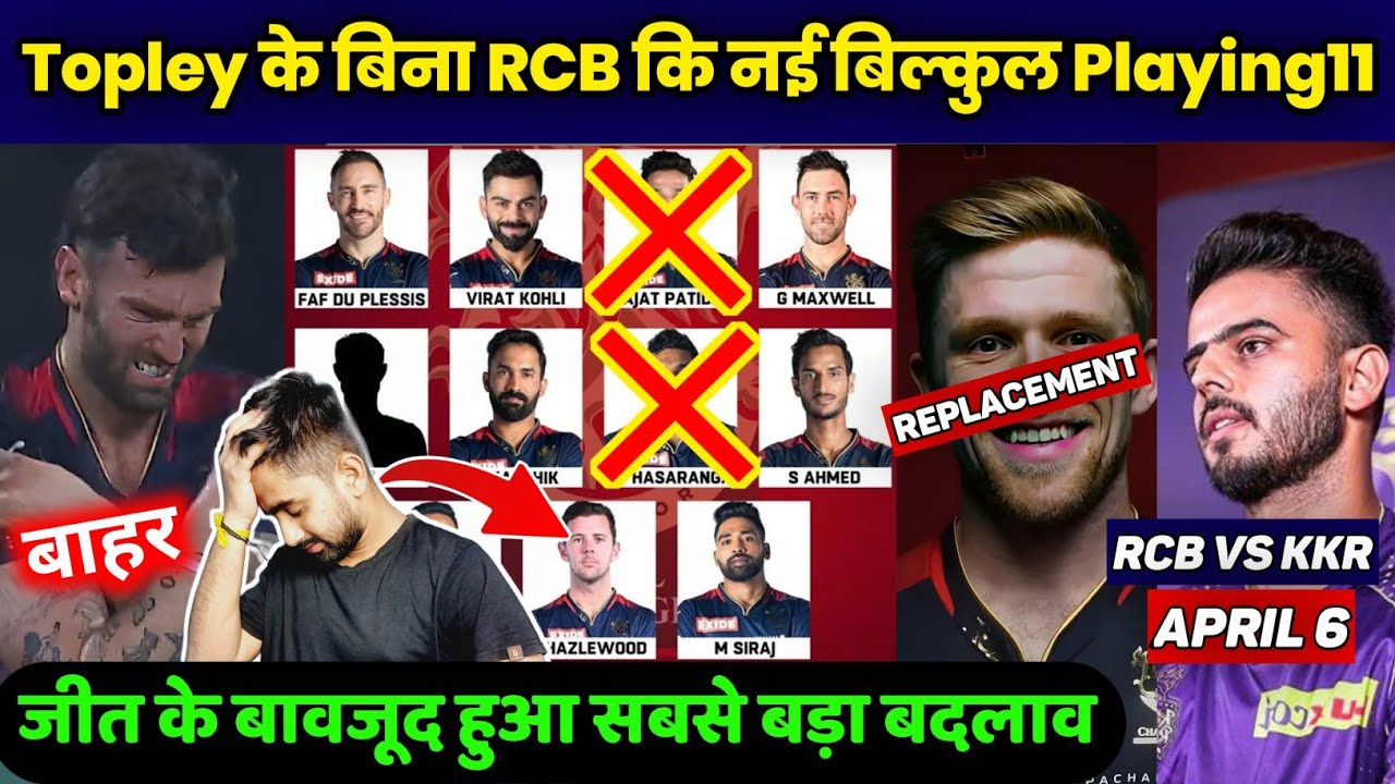 IPL 2023- RCB New Playing11 without Topley | Reece Topley Replacement ...