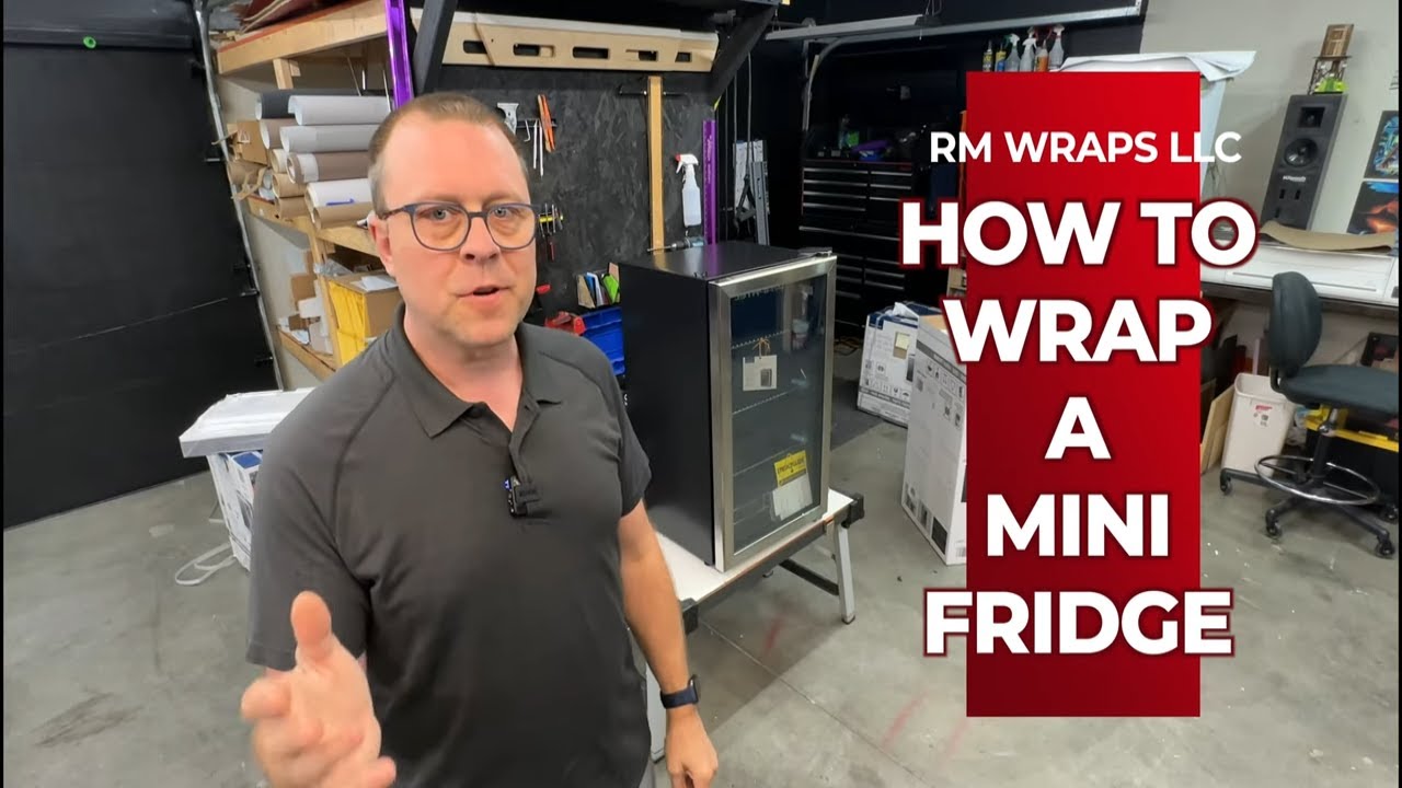 How to wrap a mini fridge using a custom 3M vinyl print - YouTube