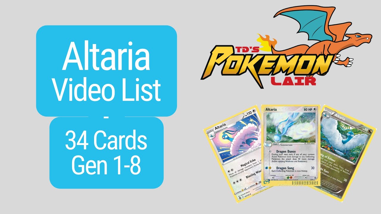 Altaria Video List – 34 (Gen 1-8) cards for the Pokémon Altaria. Gotta ...