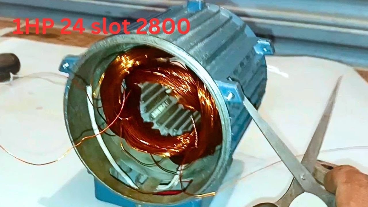 Single phase pump motor winding 1HP 24 slot 2800 Tama to copper wire ...