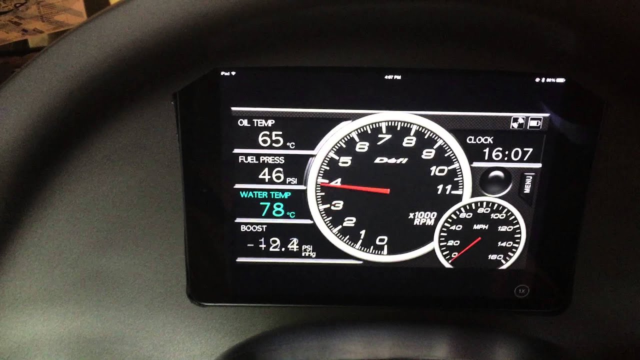 Defi Advance controller and Smart Adapter W with iPad mini 3 as dash ...