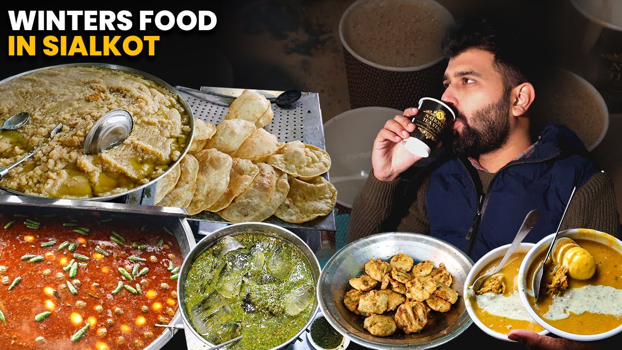 CRAZY WINTER'S FOOD IN SIALKOT 2024 | Halwa Puri, Bong Paye | Baba ...
