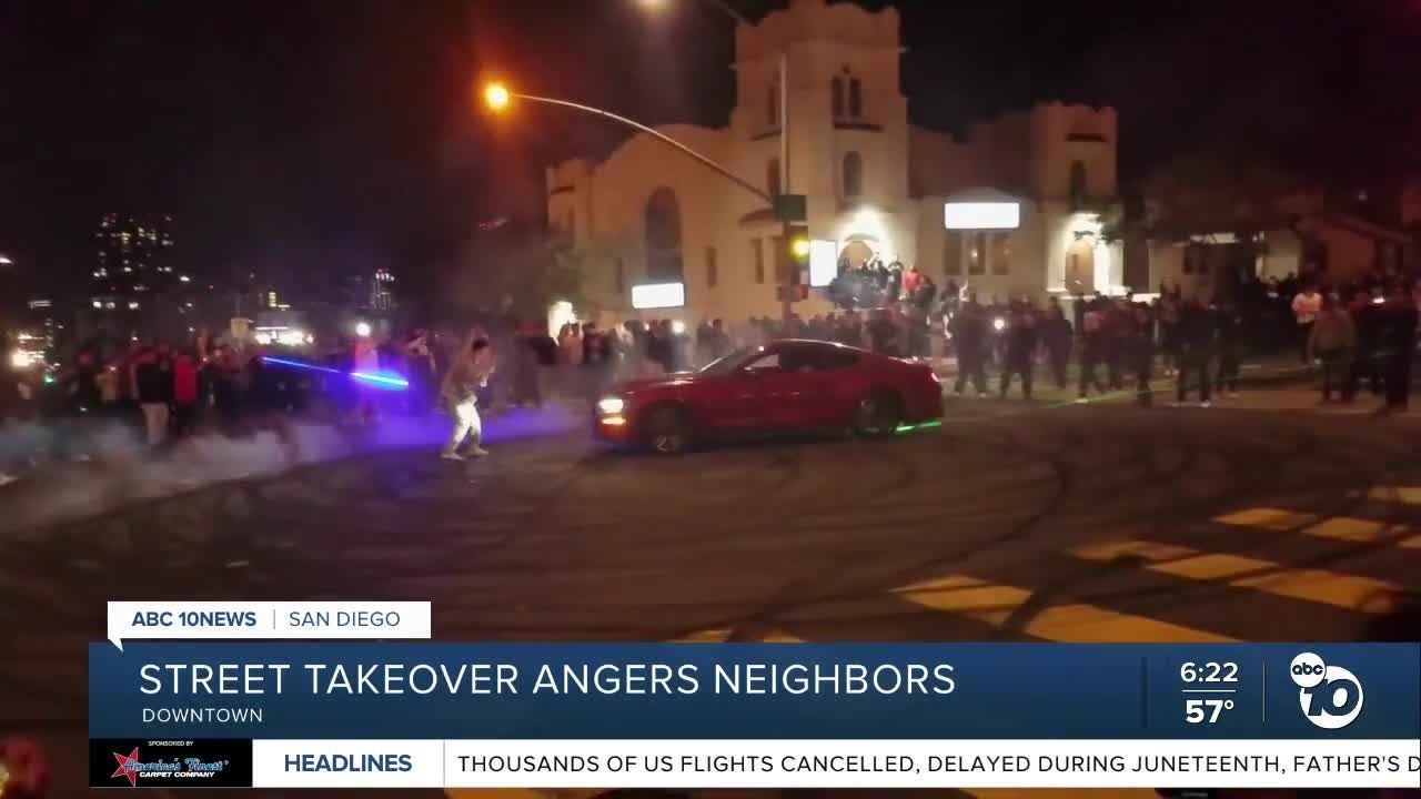 Street takeover angers residents in downtown San Diego - YouTube