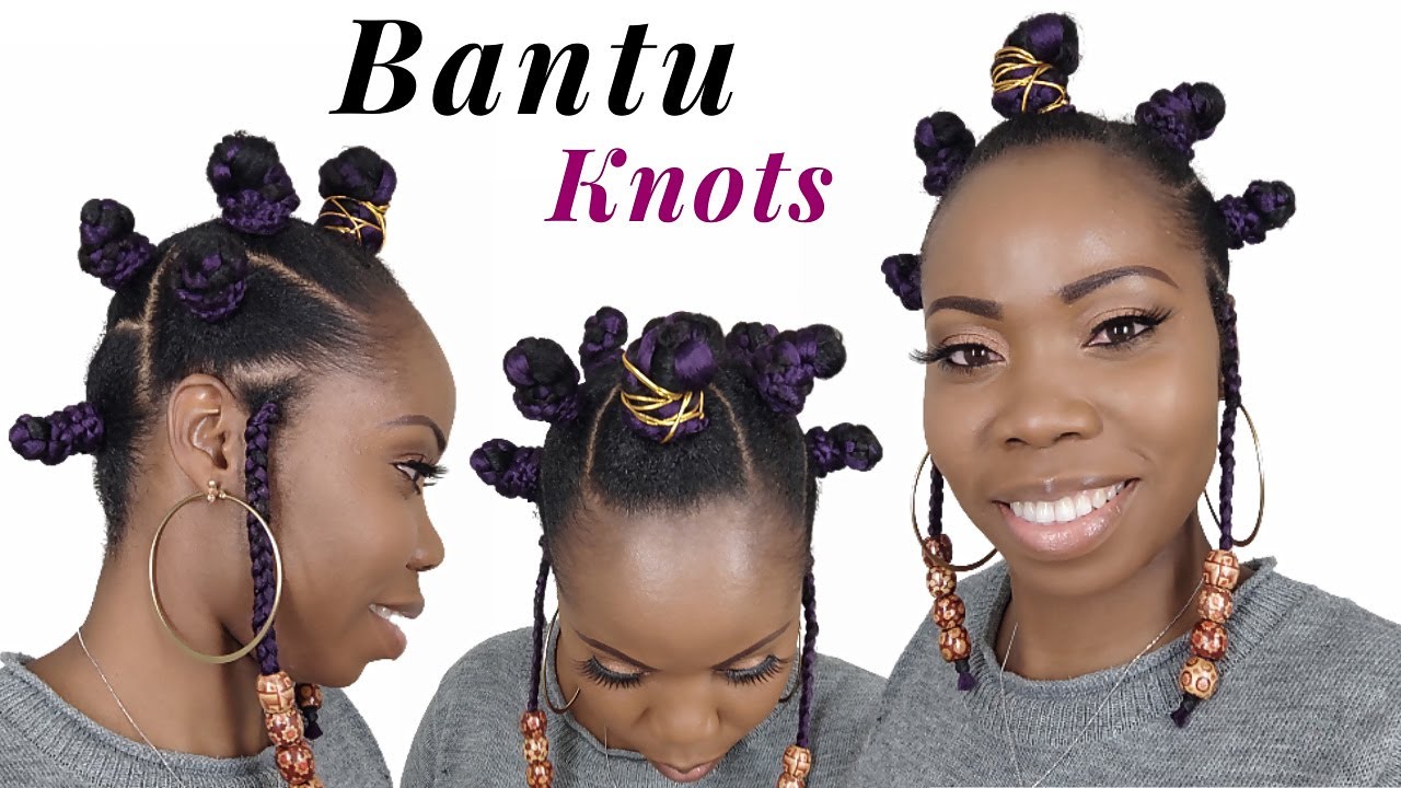 BRAIDED BANTU KNOTS TUTORIAL ON NATURAL HAIR | Protective Style - YouTube
