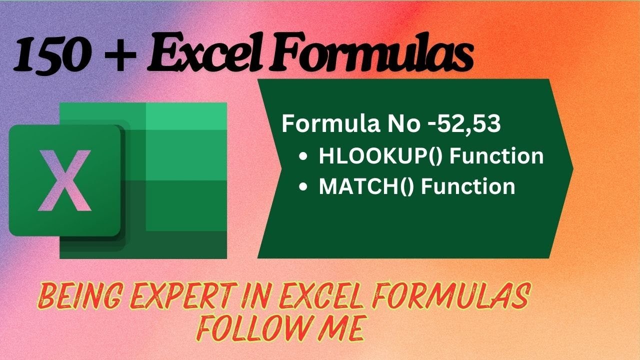 150 Plus Excel Formulas with Examples | HLOOKUP(), MATCH() Functions in ...