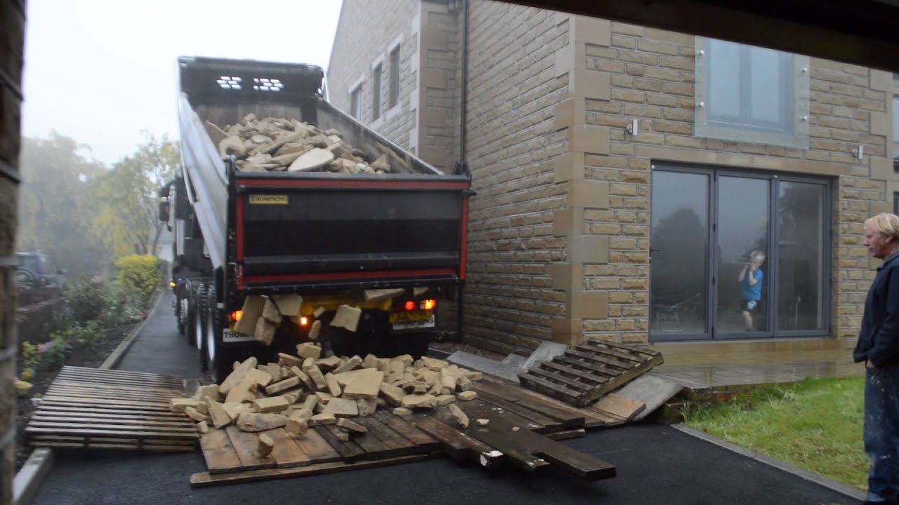 tipper truck delivering Yorkshire stone - YouTube