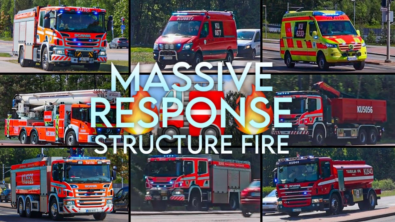 *MASSIVE RESPONSE!!* Structure Fire Breaks down in Vantaa Triggering A ...