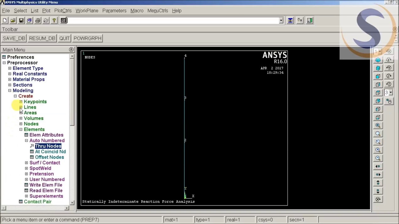 VM 01 Statically Indeterminate Reaction Force Analysis #Ansys APDL ...