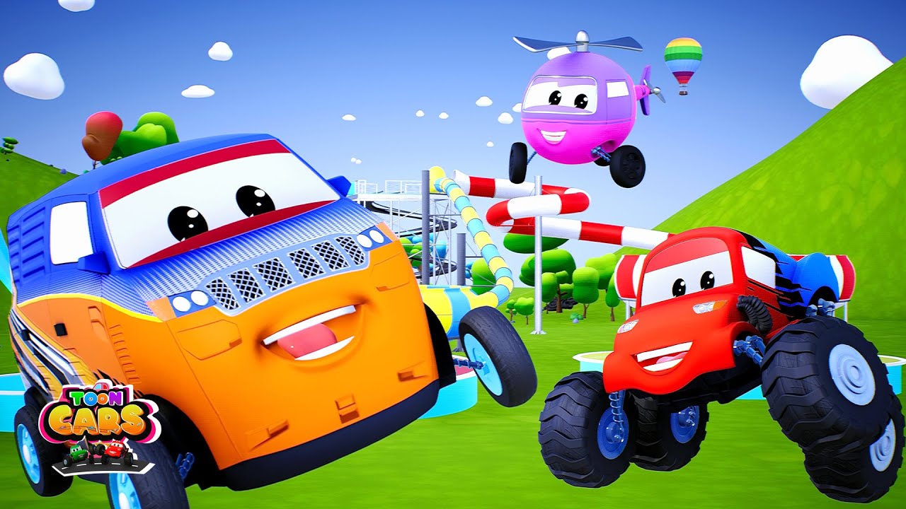 Toy Cars and Trucks Fun Play at Long Sliders | Cars Funny Moments | 3D ...