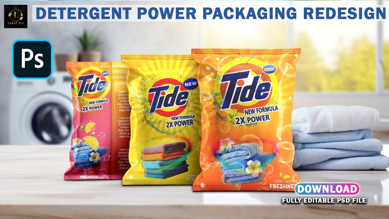 How to Make Product Packaging Design In photoshop I Redesign tide ...