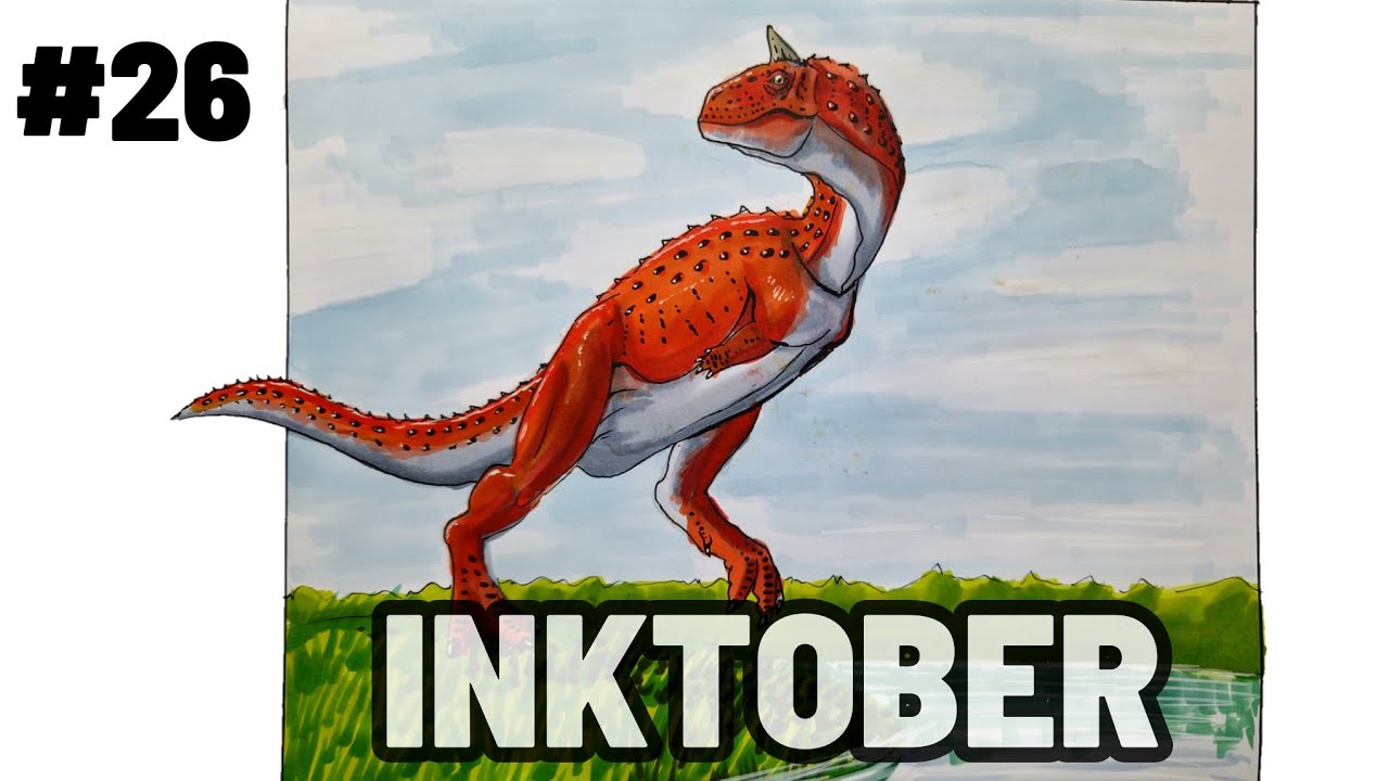 Draw a Paleoart Dinosaur INKTOBER DAY 26 Carnotaurus - YouTube
