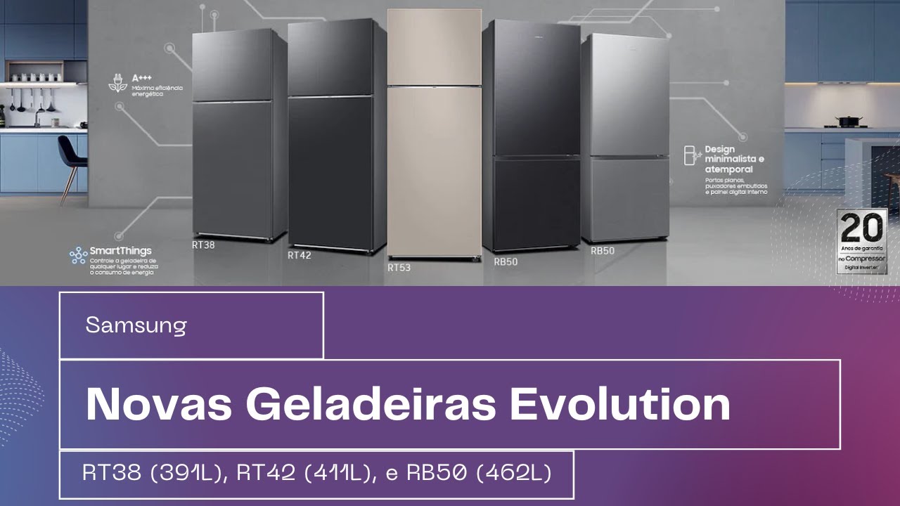 Novas Geladeiras Evolution Samsung RT38, RT42 e RB50! - YouTube