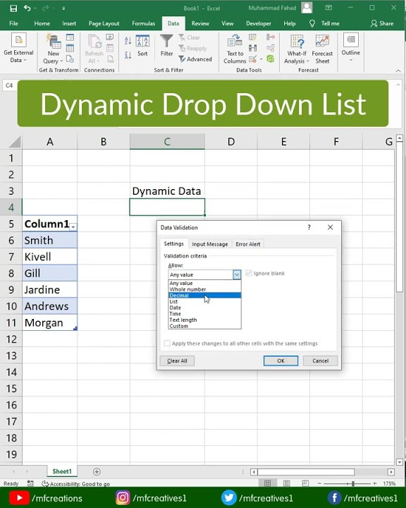 Create Dynamic Drop-Down List in Excel | Excel | Tutorials | Youtube Shorts #shorts #short - YouTube