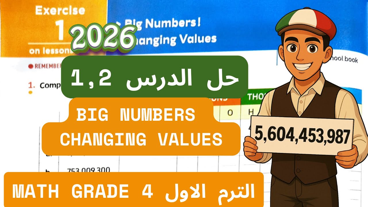 حل الدرس الأول Big Numbers | Math Grade 4 ترم أول 2026 | كتاب المعاصر ...