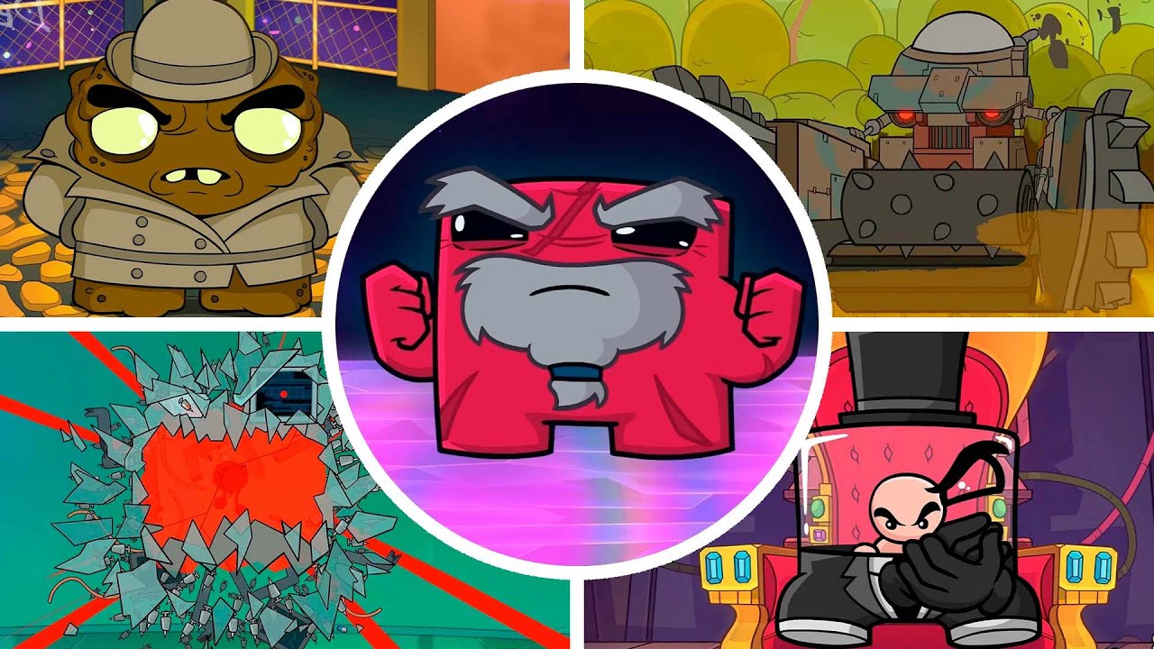 Super Meat Boy 1 & 2 [Forever] - All Bosses With Cutscenes + All ...