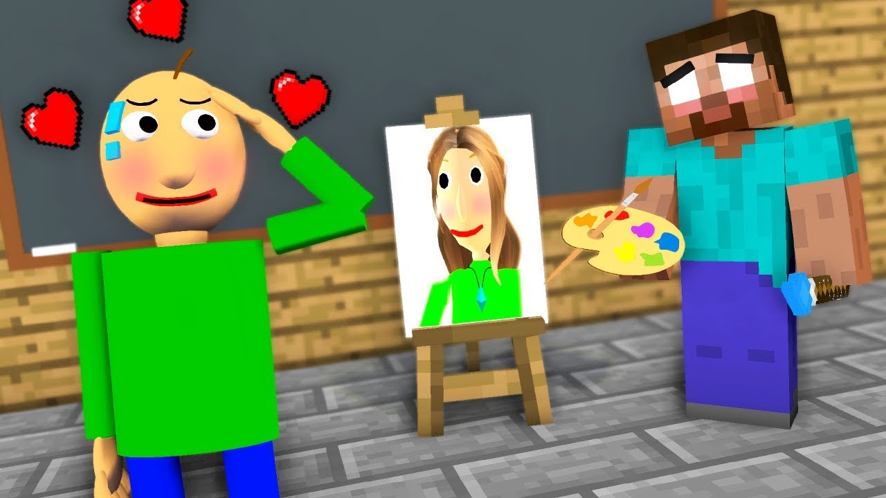 Monster School : Drawing A BALDI GIRL CHALLENGE - Minecraft Animation ...