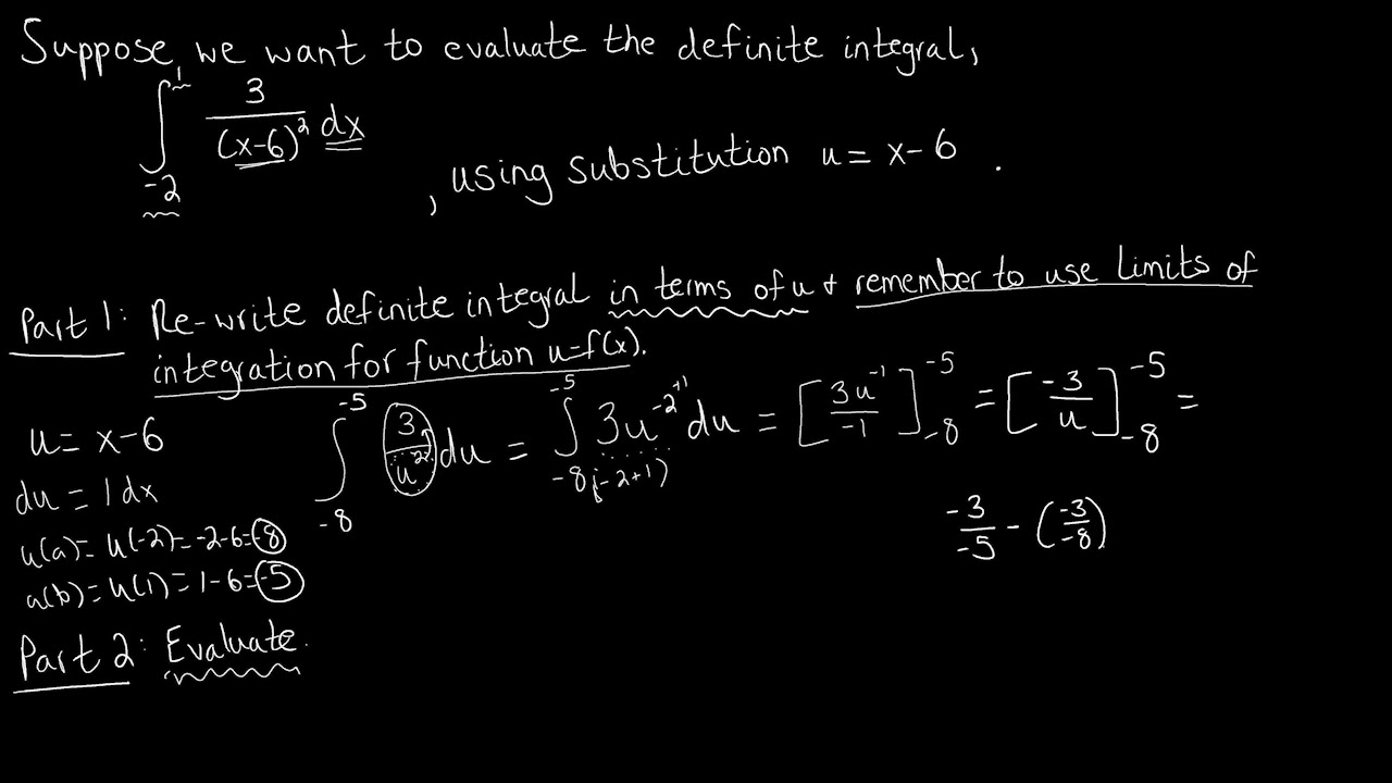 Vol. 1 Sec. 5.5/Vol. 2 Sec. 1.5 Substitution Definite Integrals Problem ...