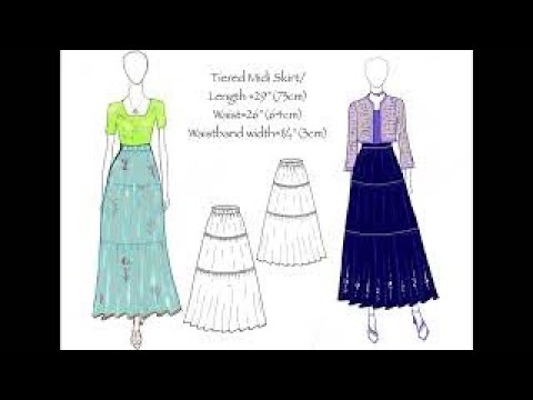 Three Tiered Midi Skirt Pattern Making Tutorial(Beginner Friendly&Easy ...