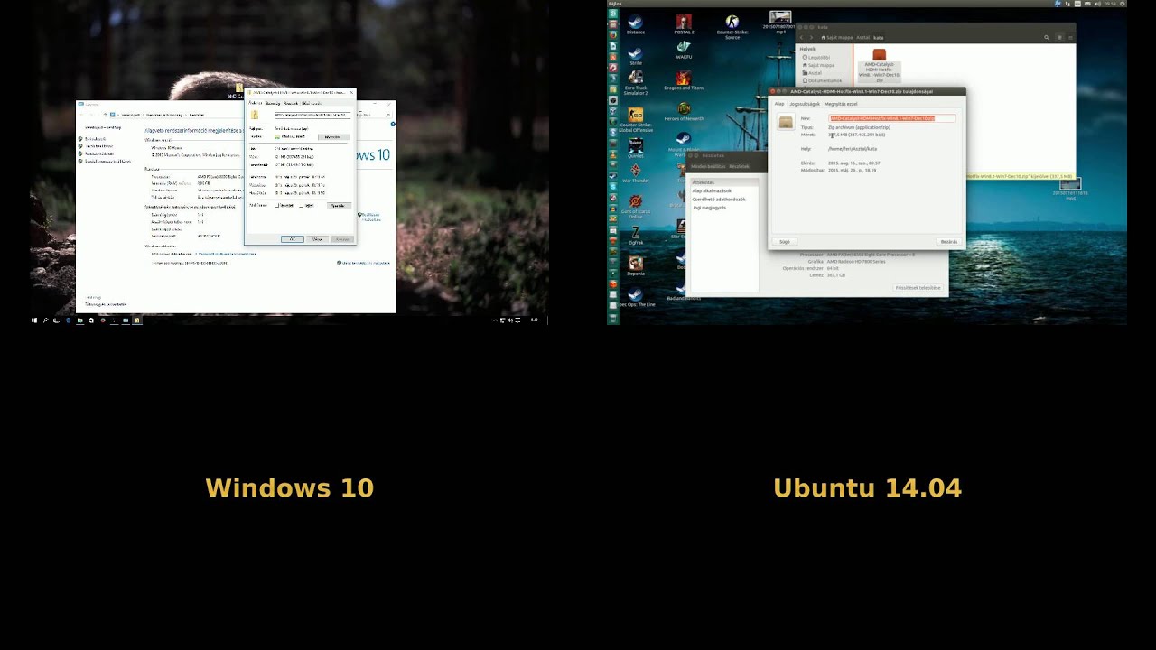 windows 10 vs Ubuntu 14.04 - unzip - YouTube