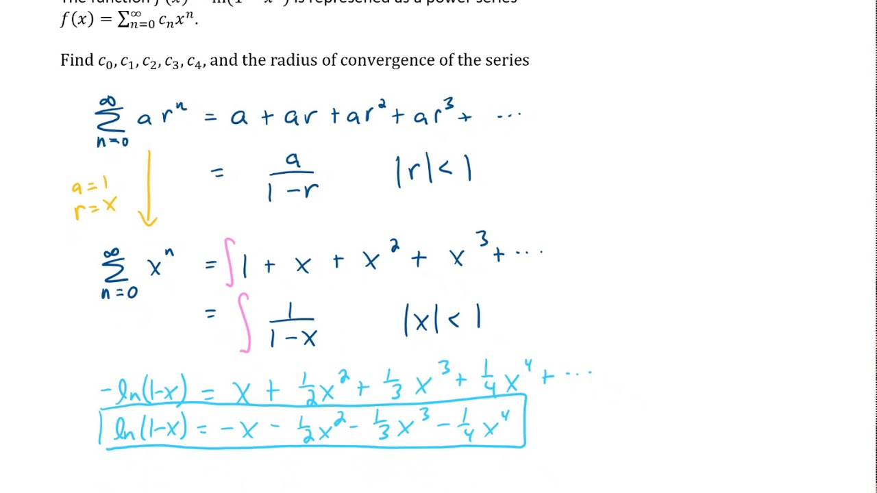 Find The Power Series Representation Of F x ln 1 x 2 YouTube