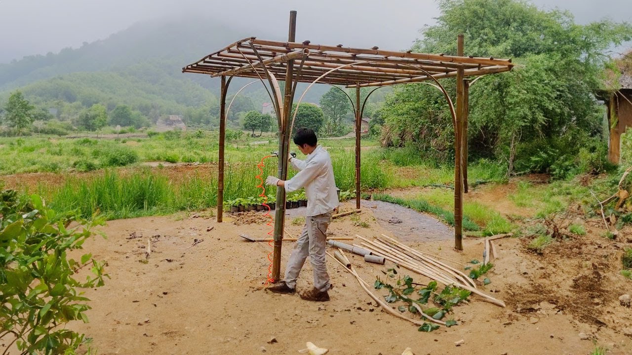 Build a bamboo house in 10 days, build a rural life - single man / Off ...