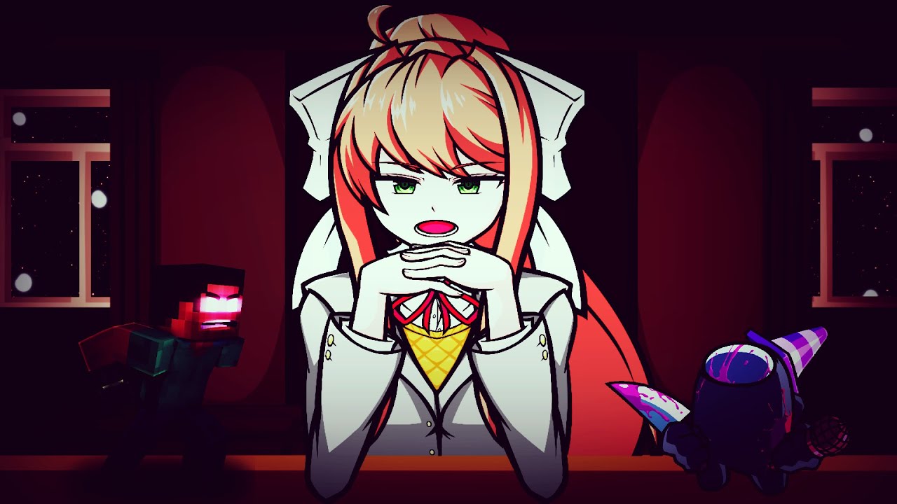 Monika Vs Herobrine Ft Grey Crewmate (Epiphany X Hardcore)(Ft:Pretender ...