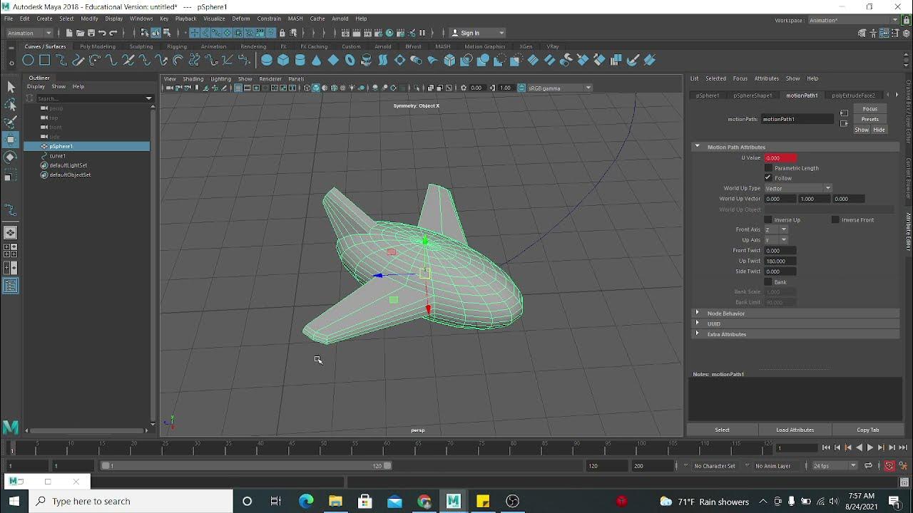 Path animation in Maya | Animating object and camera along a path - YouTube