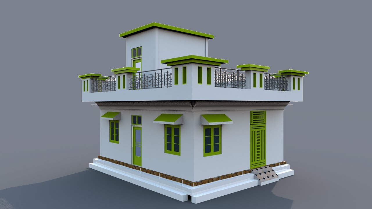 20 x 25 House Plan in 3d with front Elevation,20 x 25 Modern Home ...